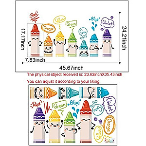 Crayon Color Wall Decals for Kids Rooms - Cartoon Wall Stickers for Baby Bedroom Wardrobe Door Decor DIY Mural Decals Color Discrimination Educatione Nursery Playroom Decoration Wall Stickers