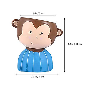 YARDWE Cactus Planter Succulent Pot 1PC Lovely Cartoon Animal Face Planter Pot Ceramic Monkey Pattern Flowerpot Bonsai Flower Container Desk Mini Ornament for Balcony Cartoon Flower Pot