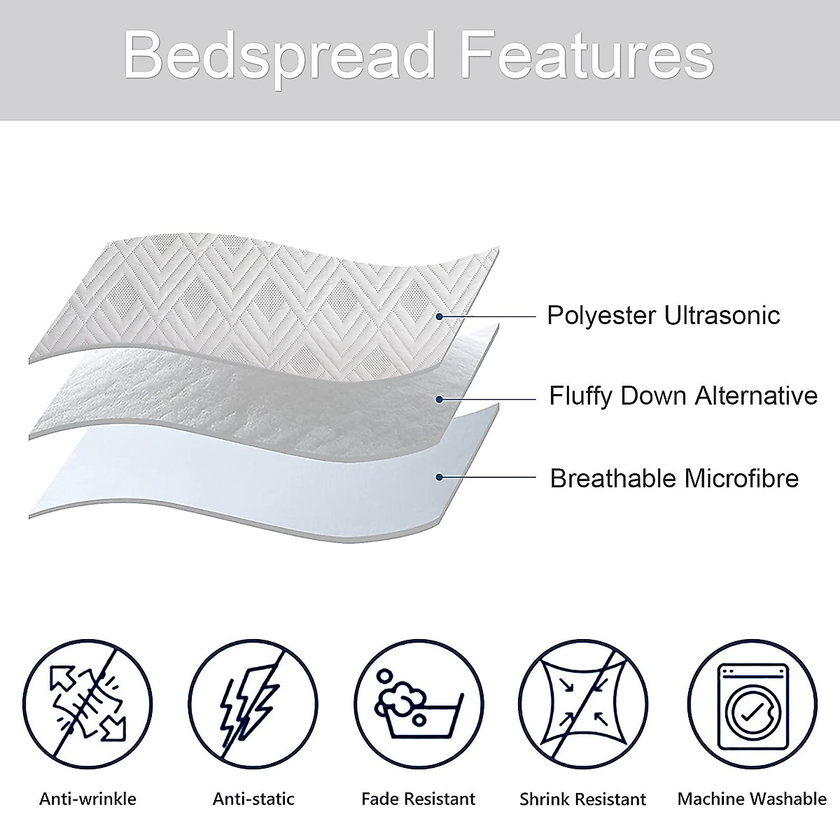 Hygge Hush Summer Quilt Set, Twin Size Pure White L Pattern 2 Pieces Oversized Modern Style Bedspread Set for All Season (1 Quilt & 1 Pillow Shams)