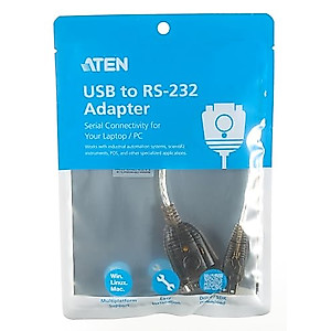 ATEN UC232A USB to Serial Converter USB-A to RS-232 Adapter (35cm) USB to PDA/Serial (DB9) Port Converter for Laptop PC Modem Printer Network Switch Scanner PLC Controller POS for Windows Mac Linux