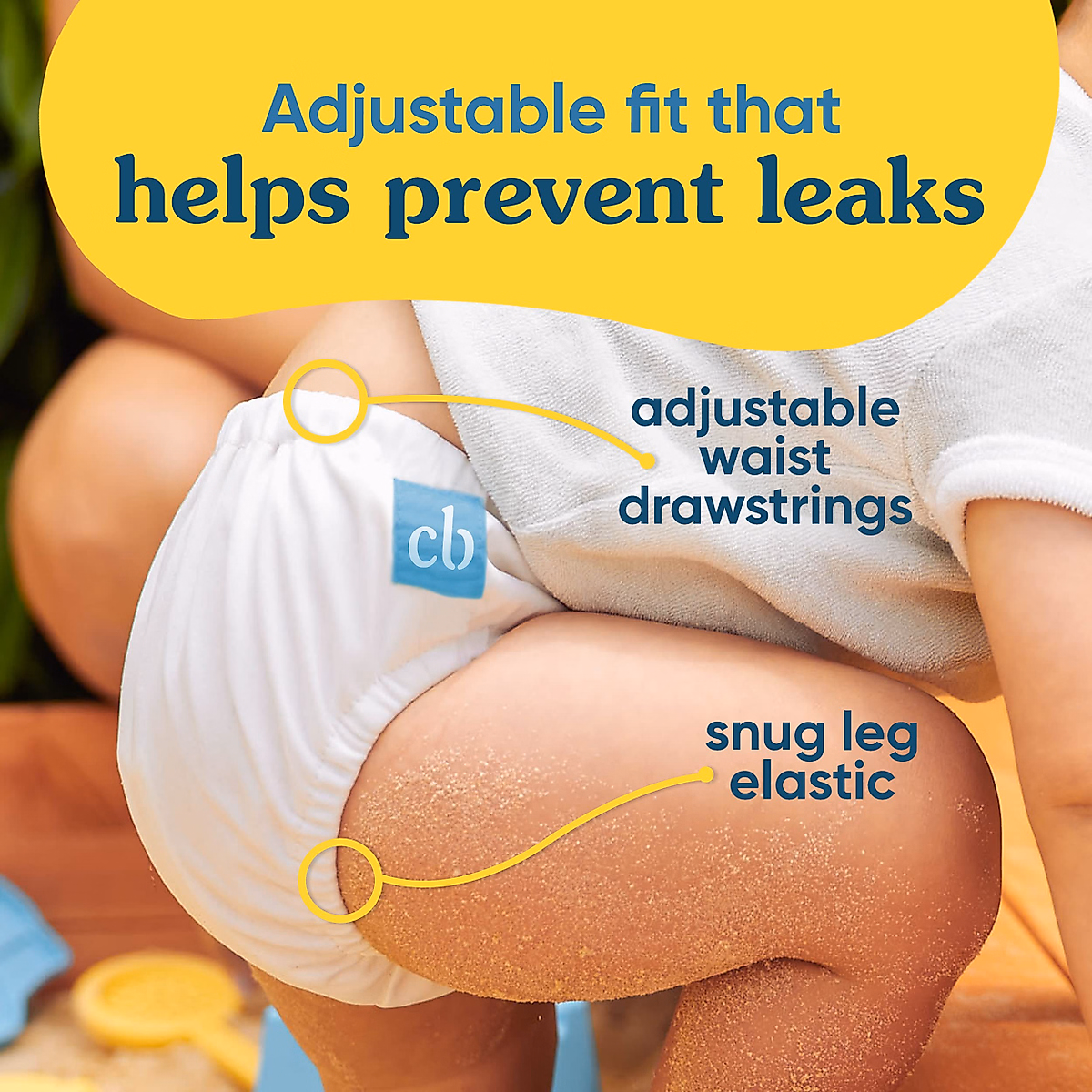 Charlie Banana Reusable Swim Diaper, Washable, Adjustable Drawstring for Baby Girls Boys, Soft and Snug Waterproof Fit to Prevent Leaks - Seally, Size S (12-20 lbs.)