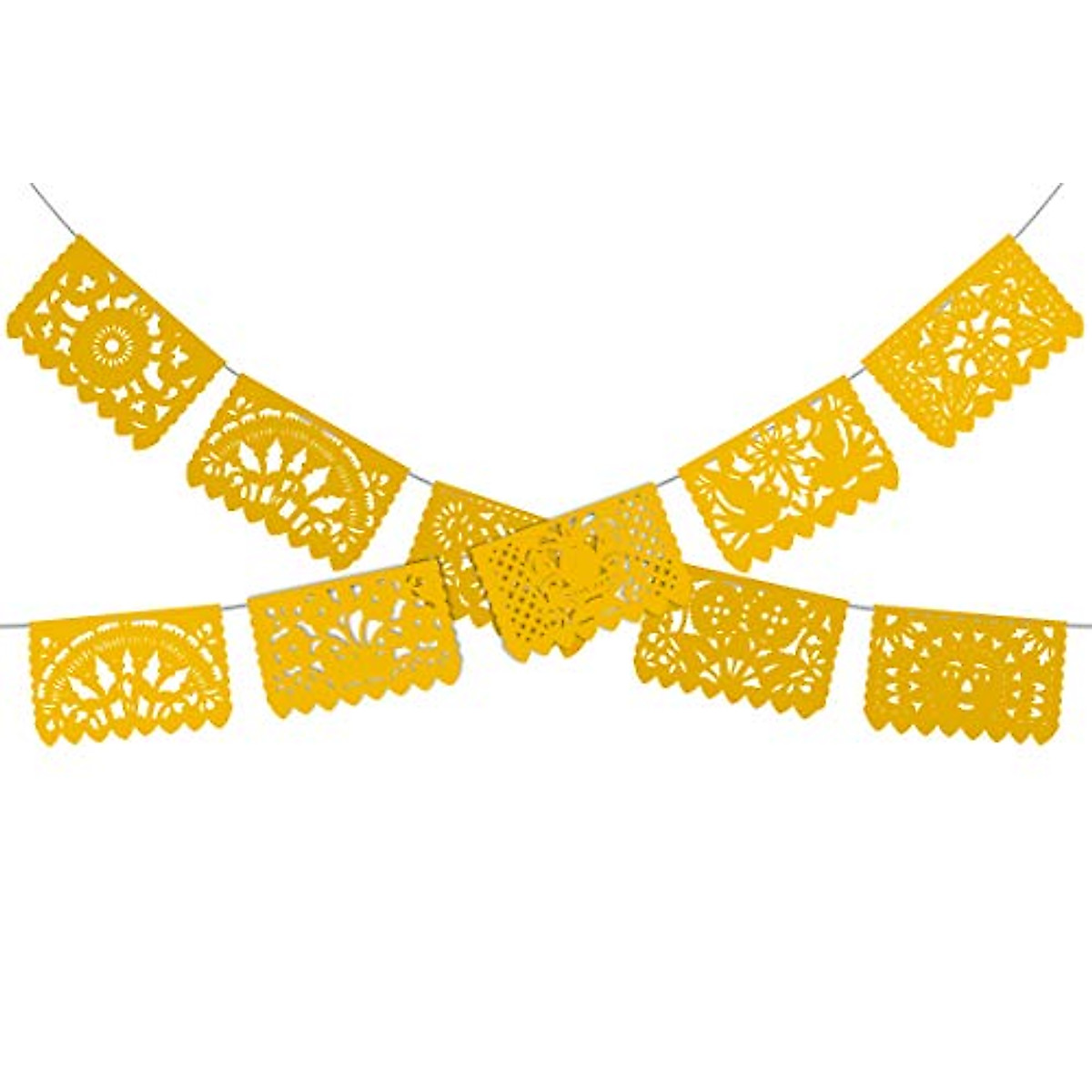 Yellow Party Decorations Papel picado Banners for Fiestas, Weddings, Birthdays, Bridal Showers and Baby Showers, Made from Tissue Paper WS65
