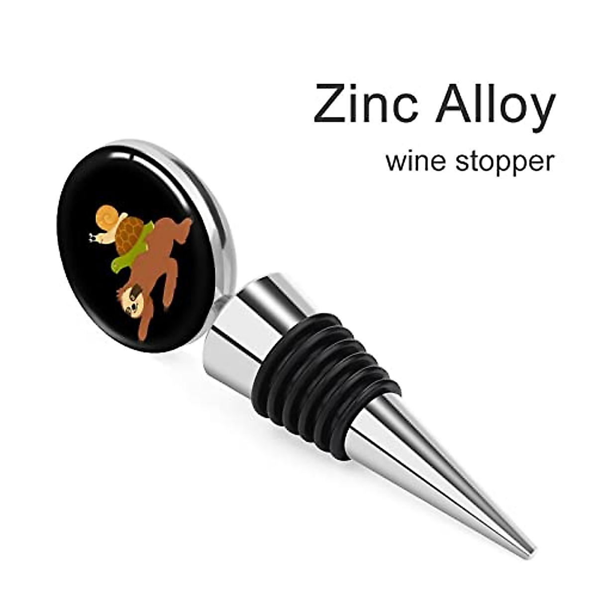 Slow Turtle and Snail Riding Sloth Wine Bottle Stoppers Reusable Plug Wine Saver Corks for Beverage Holiday Party Kitchen Decorative