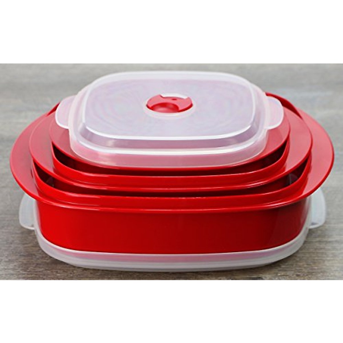 Calypso Basics by Reston Lloyd 6-Piece Microwave Cookware, Steamer and Storage Set, Red
