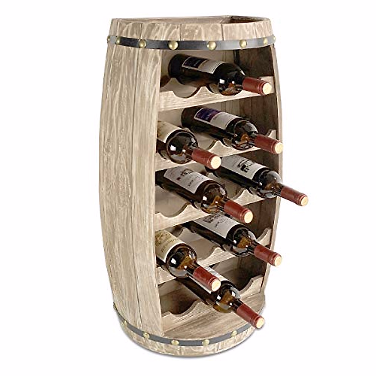 CoTa Global Modern Alexander Wall Mounted Wine Rack - 18 Wine Bottles Freestanding Wooden Barrel Wine Holder, Hanging Bottle Rack or Floor Stand, Wine Storage Shelf Organizer for Wine Bar, Home Décor