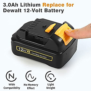 APTOOLER 3.0Ah 12V Max DCB120 Battery with Battery Holder Compatible with Dewalt 12V Lithium Battery DCB123 DCB127 DCB122 DCB124 DCB121 Power Tools Batteries 2 Pack