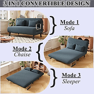 Gagawin Foldable Sleeper Sofa Bed, 3 in 1 Convertible Sofa Bed with 6-Position Adjustable Backrest, Multi-Functional Velvet Tri-Fold Sofa Bed Couch for Home Office, Twin Size, Gray