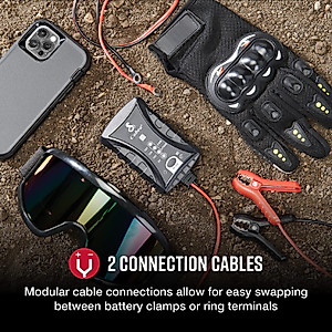 Cobra Battery Charger 2A - 6V/12V Battery Charger & Maintainer with Battery Clamps & Ring Terminals for Cars, SUVs, ATVs & Boats