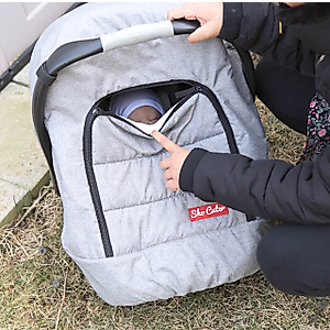 Sho Cute - Winter Baby Car Seat Cover for Boys Girls | Polar Fleece Newborn Cozy Carrier Covers I Warm Infant Carseat Canopy for Babies | Perfect for Cold Weather of Spring Fall and Winter | Soft Grey