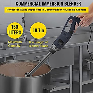 VEVOR Commercial Immersion Blender Variable Speed Heavy Duty Immersion Blender 750W Commercial Hand Mixer 304 Stainless Steel Hand Blender Commercial (11.8")