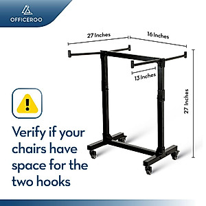 Folding Chair Rack Storage Cart - Holds 14 Chairs (Not Included), Organize and Transport Chairs, Sturdy & Portable Space-Saving Chair Dolly, with 4 Lockable Wheels