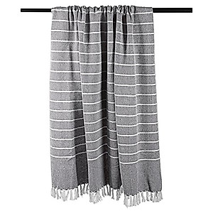 DII Rustic Farmhouse Thin Stripe Woven Throw, 50x60, Gray