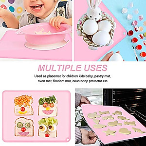 Silicone Kids Placemat, Non-Slip Reusable Placemats for Kids, Baby Dining Food Mat for Children Baby Toddler, Baby Pink