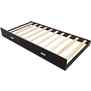 ATH-S Solid Wood Bunk Bed Frame No Box Spring Needed with Guardrails, Ladder and Storage Stairs for and Teens Platform, Twin Over Full, Gray (Color : Espresso with Hiden Drawers)