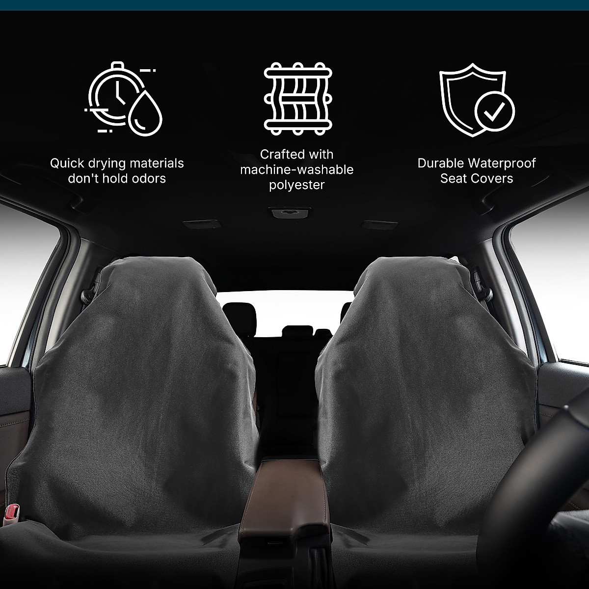 Dri Seats Waterproof Car Seat Cover – Premium Sweat Towel with Slip Resistant Backing for Front Seats in Cars, Trucks, SUVs – Universal Seat Liner, Easy Install, Machine Washable, Breathable– Black XL