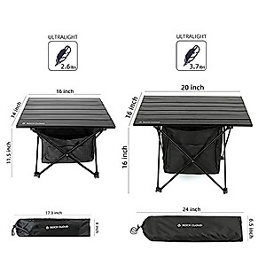 ROCK CLOUD Portable Camping Table Ultralight Aluminum Camp Table with Storage Bag Folding Beach Table for Camping Hiking Backpacking Outdoor Picnic, Size M