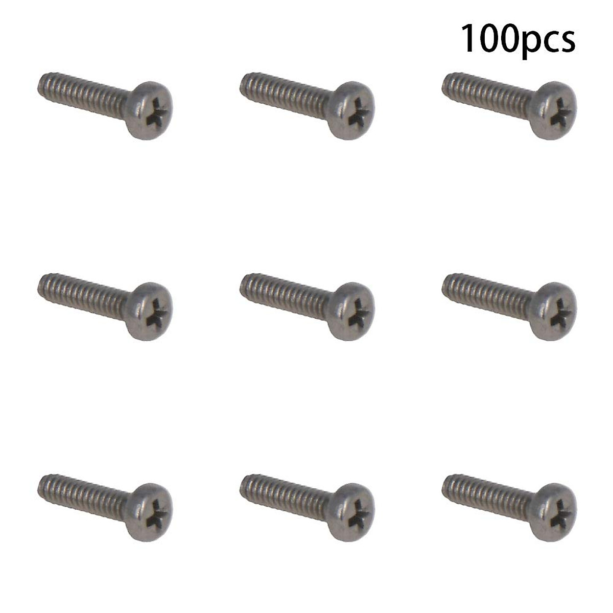 MroMax 100Pcs M1.6 x 6mm Pan Head Phillips Machine Screws, 304 Stainless Steel 18-8, Fully Thread, Metric Silver Gray Cross Head Screws Bolts for Sunglasses, Watch and Small Electronic Devices