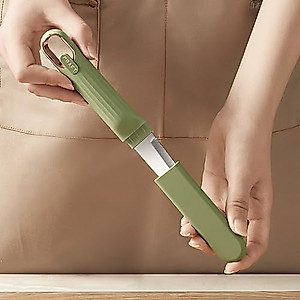 WISELADY Portable Fruit Knives with Hanging Ring, Paring Knife, Small Kitchen Knife with Sharp Blade, Paring Knife for Cutting and Preparing Fruit and Vegetables (Green)