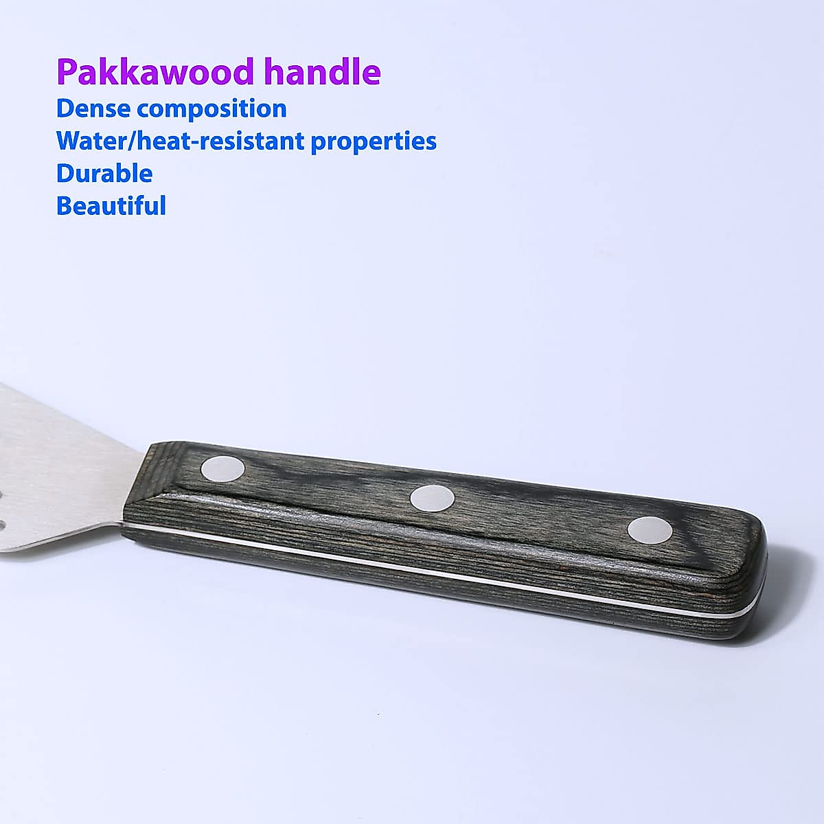 Fish Spatula - Stainless Steel Slotted Offset Food Turner with Pakka Wood Handle - Ideal Fish Flipper for Chefs