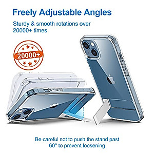 JETech Kickstand Case for iPhone 13, 6.1-Inch, Support Wireless Charging, Slim Shockproof Bumper Phone Cover, 3-Way Metal Stand (Clear)