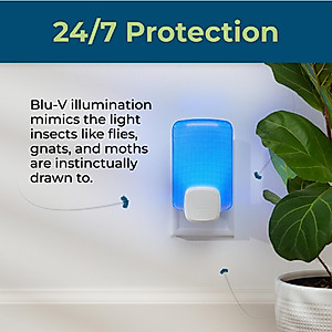 Wondercide - Flying Insect and Fly Trap - Indoor Bug Catcher for Fruit and House Flies, Gnats, Moths, and Mosquitoes - Starter Kit for Home and Kitchen - 1 Plug-in Light and 1 Cartridge