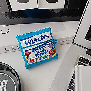 Peekdook for Air pod 2/1 Case Soft Silicone Welchs Candy Cute Cartoon Funny Cover Fashion Protective Skin Accessory Keychain Girl Teen Compatible Box with Air pod 2 & 1 (Welchs Candy)