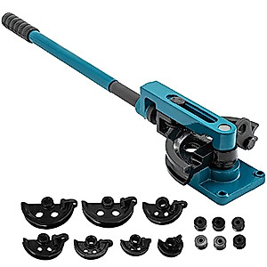 VEVOR Pipe Tube Bender, 3/8" to 1" Manual Pipe Tube Bender, with 7 Dies, Heavy Duty Tube Bender Tubing of Steel Metal Copper, for Repair Shops, Blue