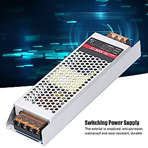 Switching Power Supply, Aluminum Alloy LED Switching Converter Waterproof for Industry for Home(DC12V, Pink)