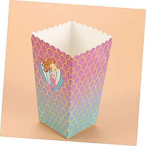 Popcorn Carton 24 Pcs Popcorn Boxes Party Candy Cartons Mermaid Popcorn Boxes Snack Box Mermaid Popcorn Box Scalloped Favor Box