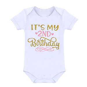 It’s My 1/2 / 1st / 2nd Birthday Outfit Baby Girls Romper + Ruffle Tulle Skirt + Sequins Bow Headband + Leg Warmers Socks Party Dress up 4Pcs Photo Cake Smash Clothes Set Pink 2 Years