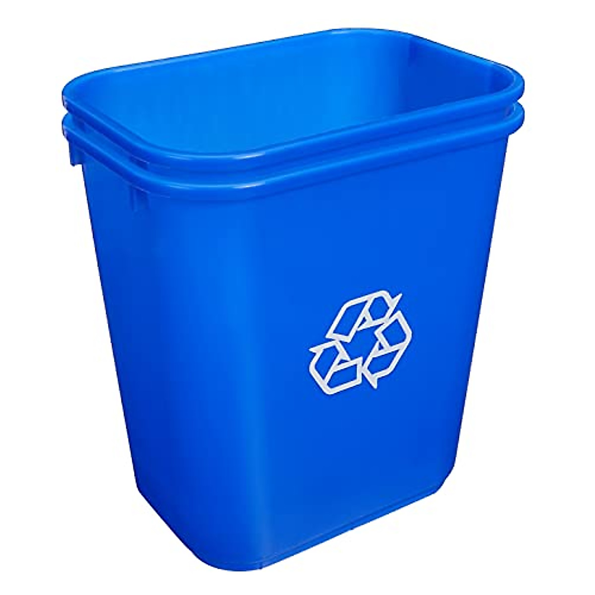 AmazonCommercial 7 Gallon Commercial Office Wastebasket, Blue w/Recycle Logo, 2-Pack
