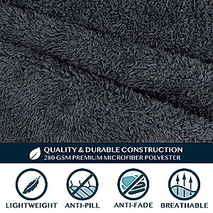 KAURI Oversized XXL Wearable Blanket for Adults - Dark Gray Cozy Wearable Blanket with Pocket - Soft Comfy Fleece Snuggle Wrap Throws Blanket Robe for Women and Men