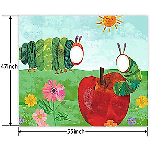 Cartoon Very Hungry Little Green Caterpillar Decorations Pretend Play Party Game Banner Insects Theme Decor for 1st Birthday Party Baby Shower Photo Booth Props Backdrop Background Supplies Favors