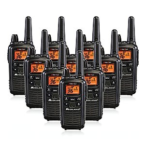 Midland LXT600VP3 36 Channel FRS Two-Way Radio - Up to 30 Mile Range Walkie Talkie - Black (Pack of 10)