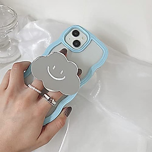 ONLYOU GRIPTOK Phone Grip Korean Grip Tok Simple Cloud Cloud Design Fluffy Mirror Cute Phone Stand Drop Prevention Custom Pair Women's Silver