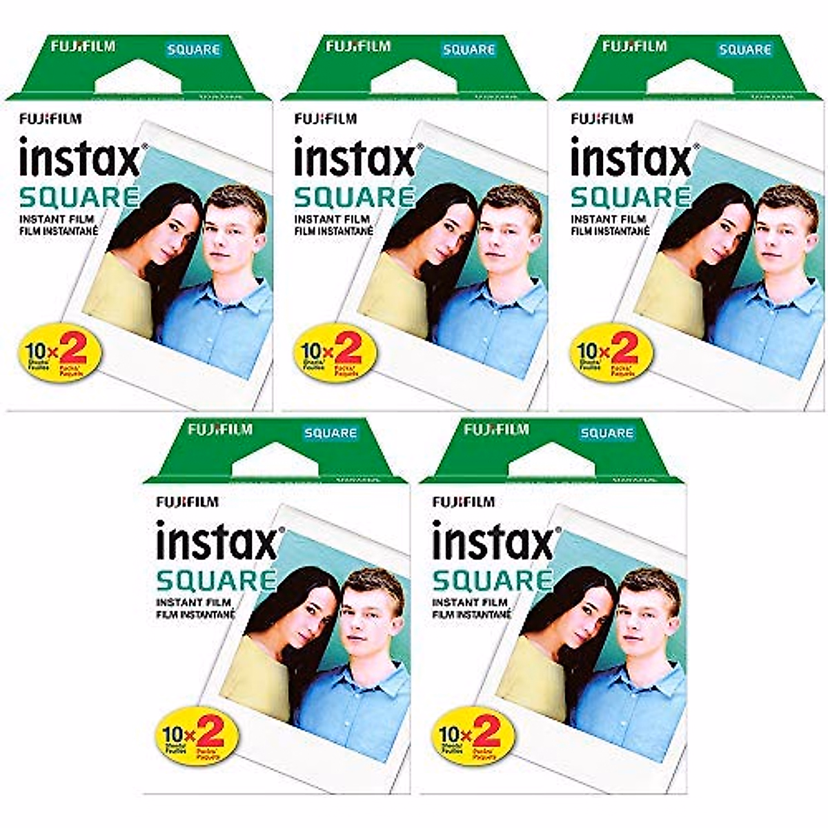 Fujifilm Square Instant Film 10 Pack (100 exposures) for SQ1, SQ6 & SQ10 Cameras (5 Items)