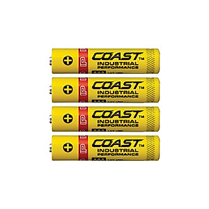 Coast 4 Pack AAA Industrial Performance Alkaline Batteries, High-Performance