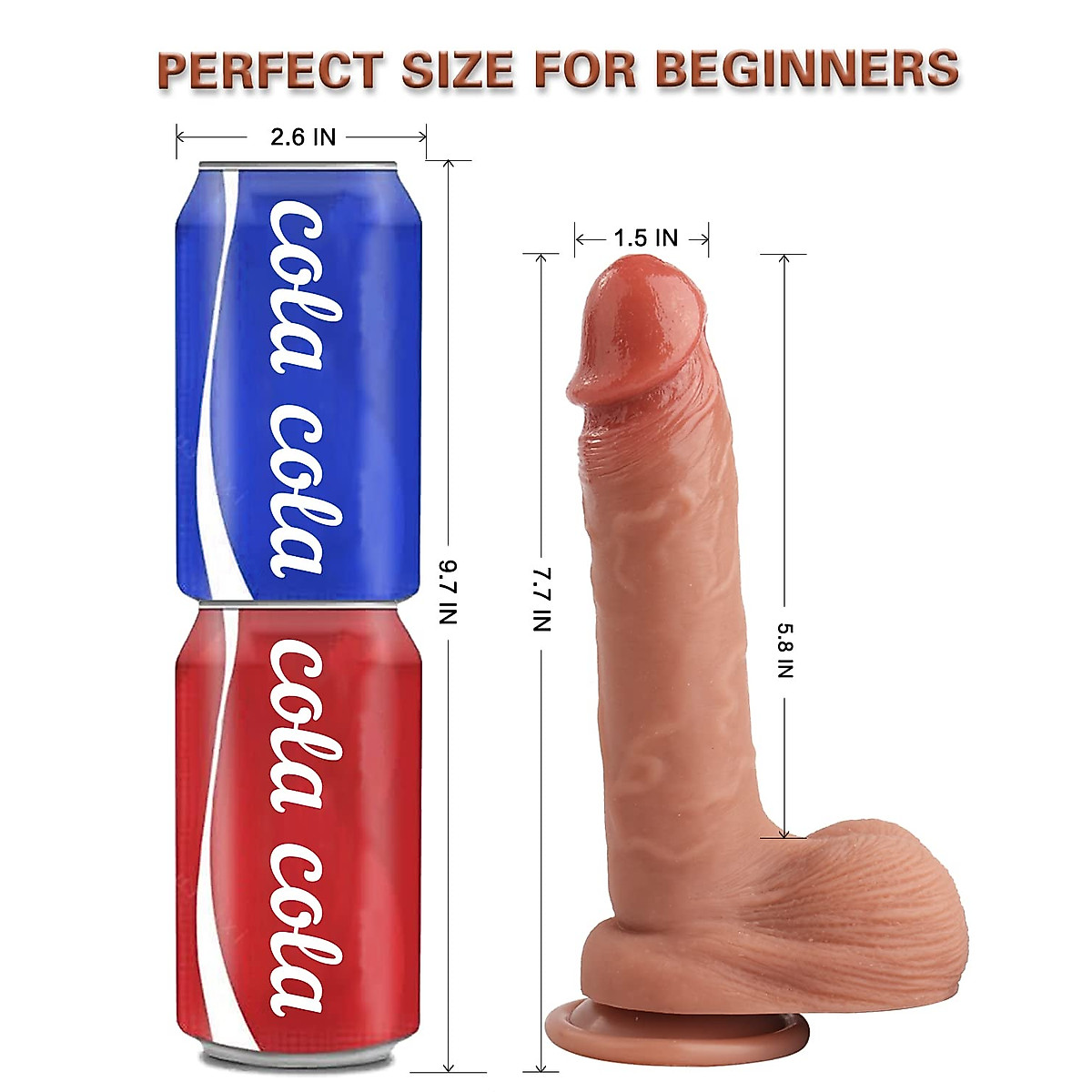 Realistic Dildo for Beginners Lifelike Huge Silicone Dildo, with Strong Suction Cup for Hands-Free Play, Realistic Penis for G-Spot Stimulation Dildos Anal Sex Toys for Women and Couple 7.7 "