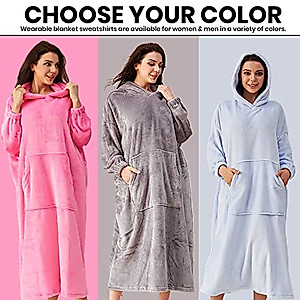 Mowaysers Blanket Hoodie Sweatshirt Gifts for Women and Men - Wearable Blanket Adult Super Warm and Cozy Giant Blanket Hoodie (Bean Paste)