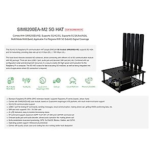 Waveshare SIM8200EA-M2 5G HAT with Antennas 5G/4G/3G Support Snapdragon X55 Onboard Multi Mode Multi Band Applicable for Regions with 5G Sub-6G Signal Coverage