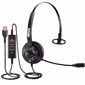 Arama USB Headset with Microphone Noise-Cancelling, Comfort Fit Computer Headset with Microphone for PC Laptop Mac Skype Zoom UC Webinar Business Call Center Home Office
