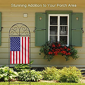 YEAHOME Garden Flag Holder Stand - Weather-Proof Yard Flag Pole Premium Metal Powder-Coated Garden Flag Arbor, Garden Flag Stakes Outdoor Decor for for American Flag, All Seasons Garden Flags