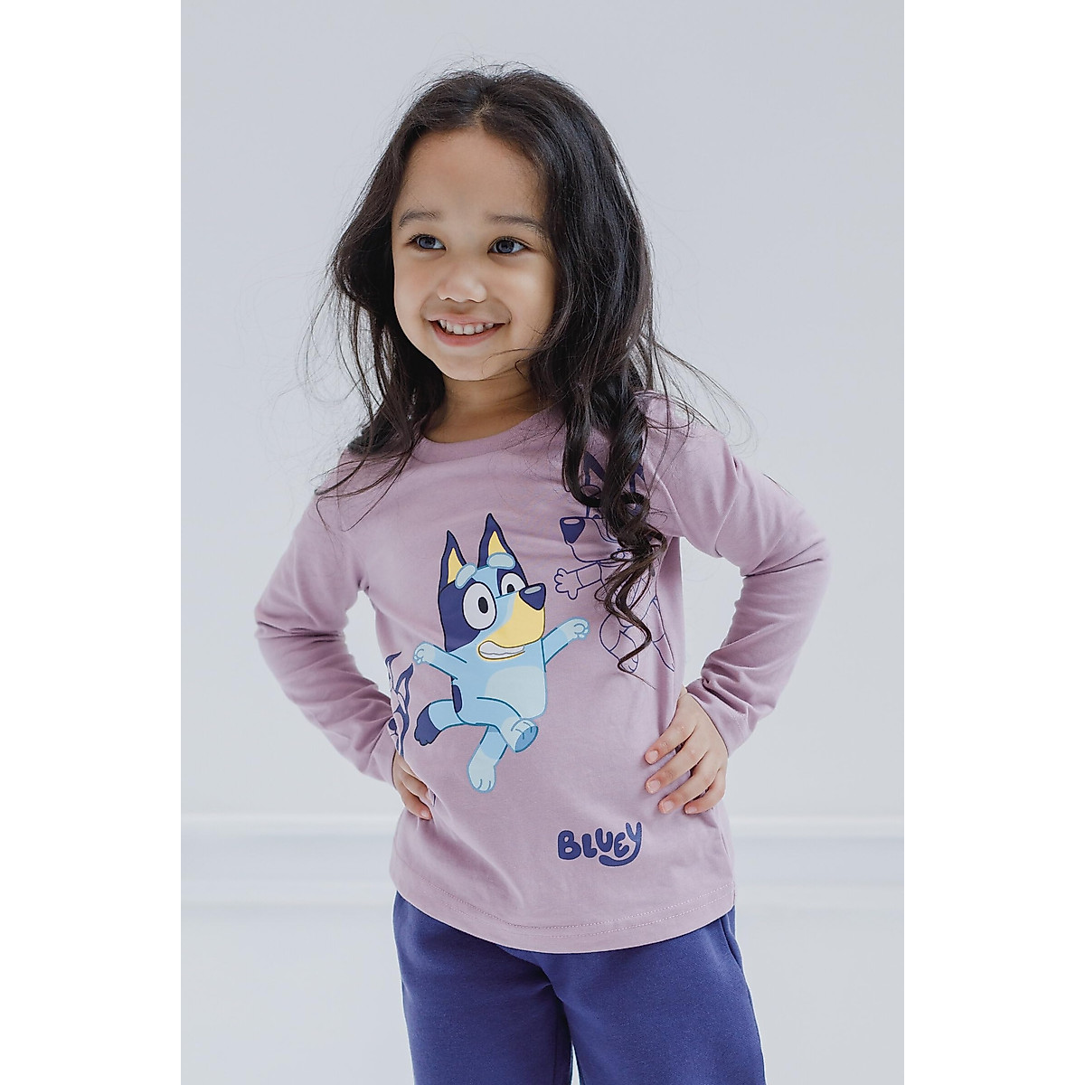 Bluey Little Girls Zip Up T-Shirt and Jogger Fleece Pants 3 Piece Blue/Gray 7-8