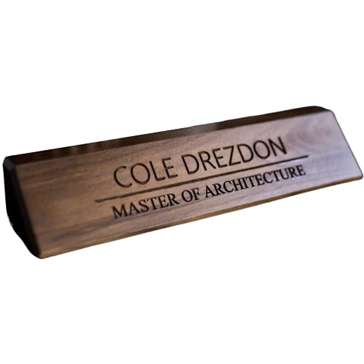 Walnut Office Desk Name Plate Personalized. Custom Name Plates for Desks. Office Desk Decor. Gift For Coworkers, Teachers, Graduates. Walnut Desk Wedge