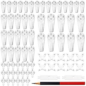 Invisible Nail Wall Screw Hooks, 73Pcs Concrete Hanging Hooks Hardwall Non-Mark Invisible Nail Wall Hangers for Photo Frame Art Painting Non-Trace Drywall Stucco Concrete Hooks (WHD70)
