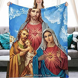 Virgin Mary Jesus Our Lady of Guadalupe Christmas Nativity Cross Festivals Blanket Flannel Fleece Soft and Warm Comfortable for Sofa Bedroom Winter Office and Tourist Camping 60x50 Inch