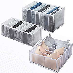 AUREIKA Wardrobe Clothes Organizer | 3PCs Closet and Drawer Organizer for Clothing | Nylon Mesh Divider Storage Compartments for T-shirts Leggings Bras Pants Skirts Socks | Medium Large and Small