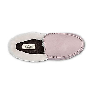 OLUKAI Ku'una Slipper, Women's Slip-On Shoes, Genuine Shearling & Premium Nubuck Leather, Drop-In Heel Design, Cozy & Ultra-Soft Comfort Fit, Soft Pink/Soft Pink, 10