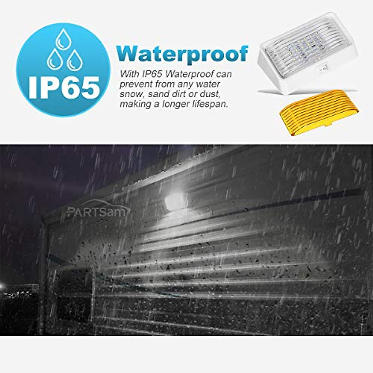 Partsam Rectangle LED RV Porch Light with On/Off Switch, RV Exterior Utility Light Lighting Fixture Cover Replacement for RVs Motorhome Campers, 12V, 5th Wheels, Clear and Amber Lenses Removable