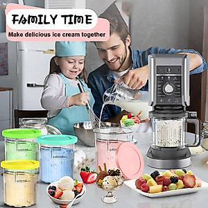 Containers Replacement for Ninja Creami Pints and Lids, 16oz Ice Cream Cups Compatible with Ninja Creami NC500 NC501 Series Ice Cream Maker, for Creami Ninja Ice Cream with Insulated Sleeves(2 Pack)